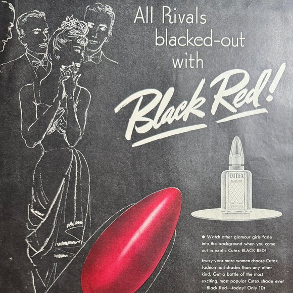 Cutex | Art | Vintage Cosmetics Print Ad 942 Cutex Nail Shade Black Red ...